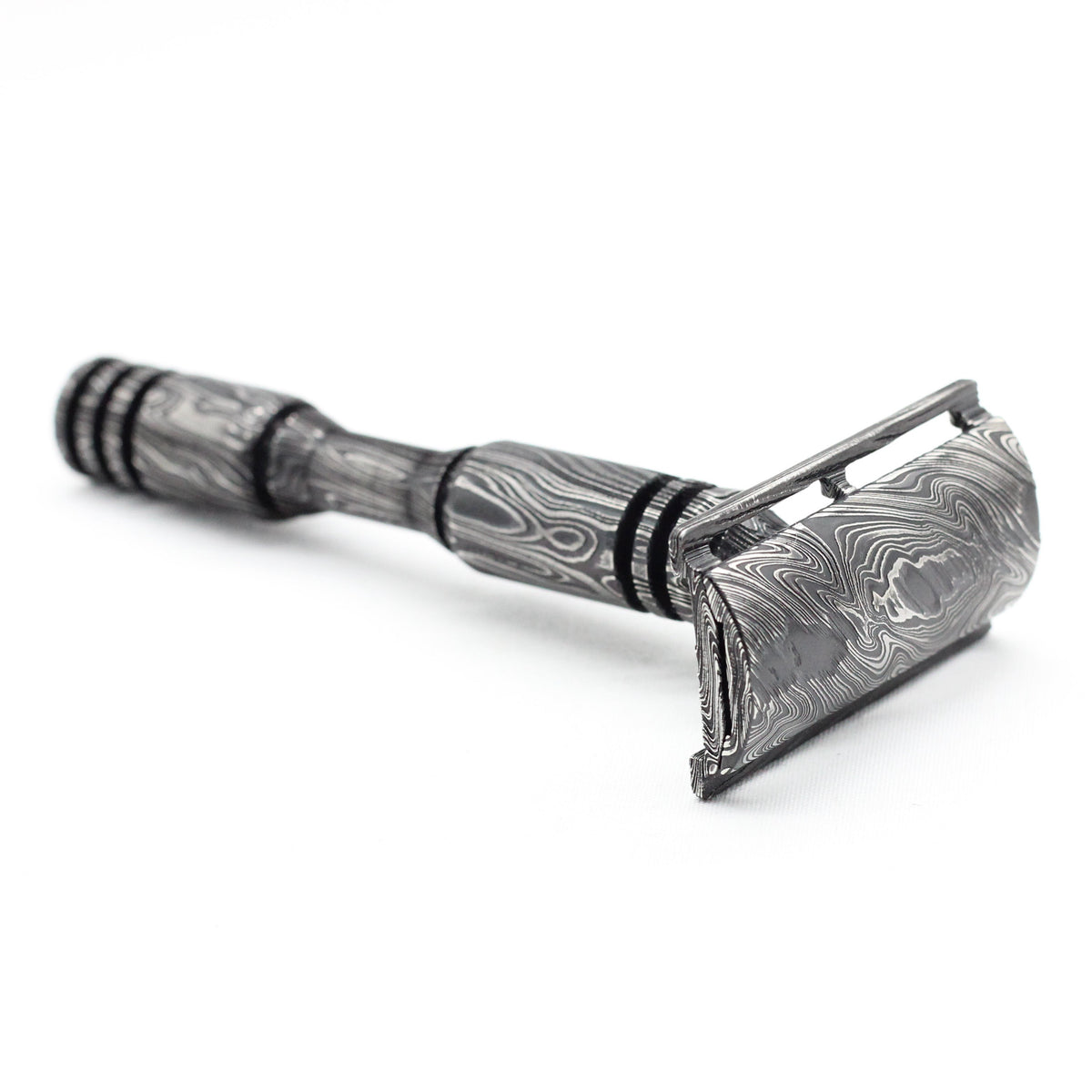 Custom: Cx-Stainless Damascus/DLC – Carbon Shaving Co.
